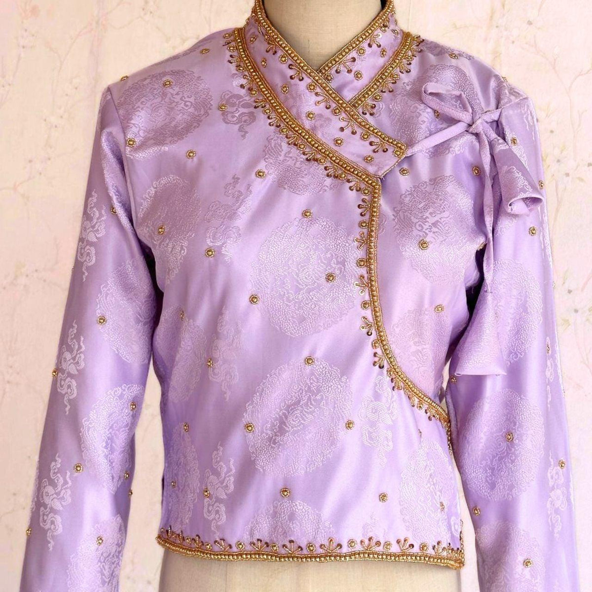 Lavender Golden Border Embroidered Kuchin Choli – Boutique Nepal
