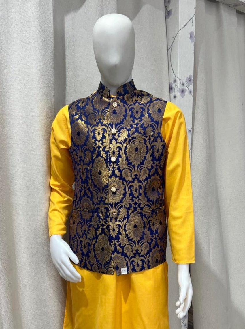 Blue Nehru Jacket Waistcoat – Boutique Nepal