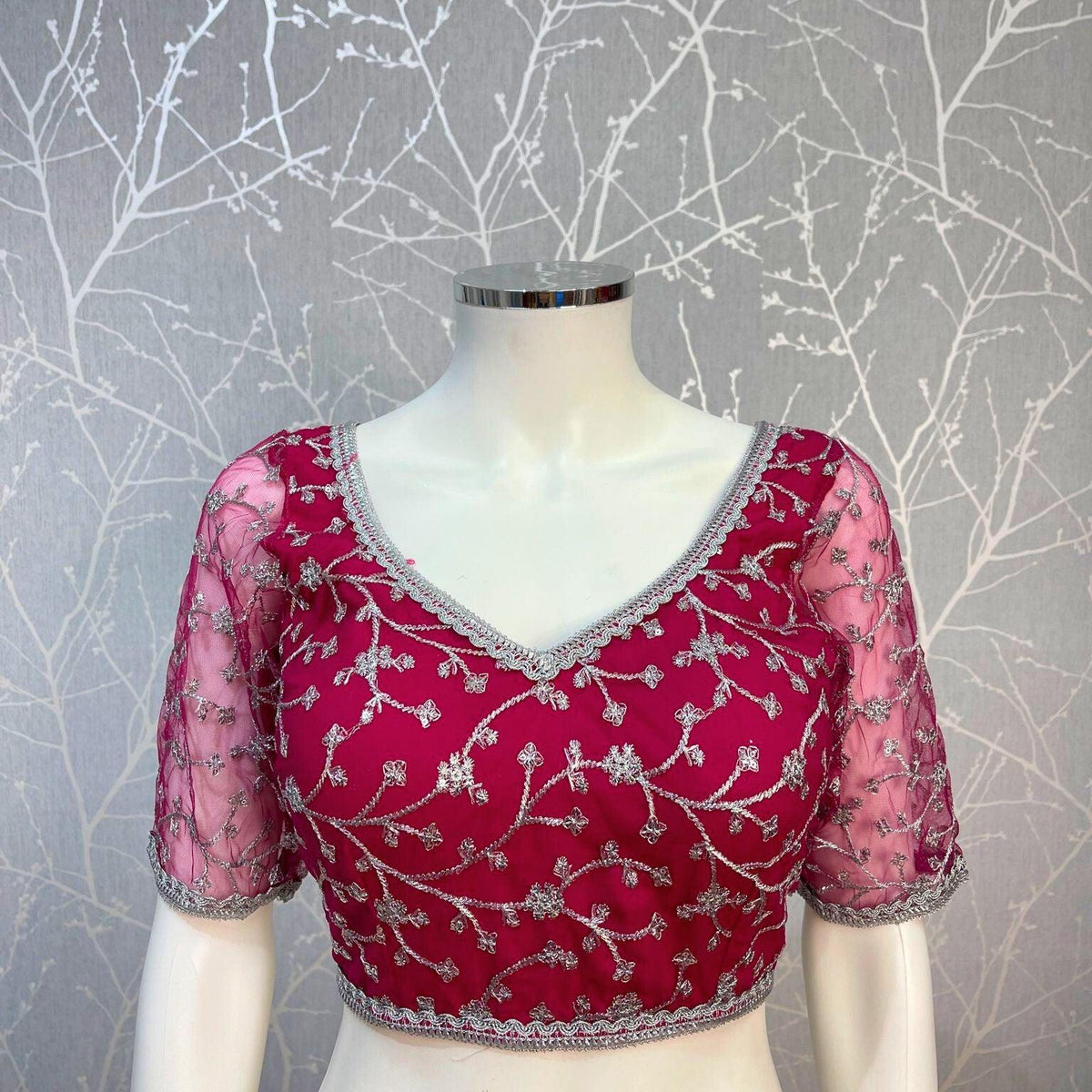 Elevate Your Style with our Baby Pink Net Blouse for Saree – Boutique Nepal
