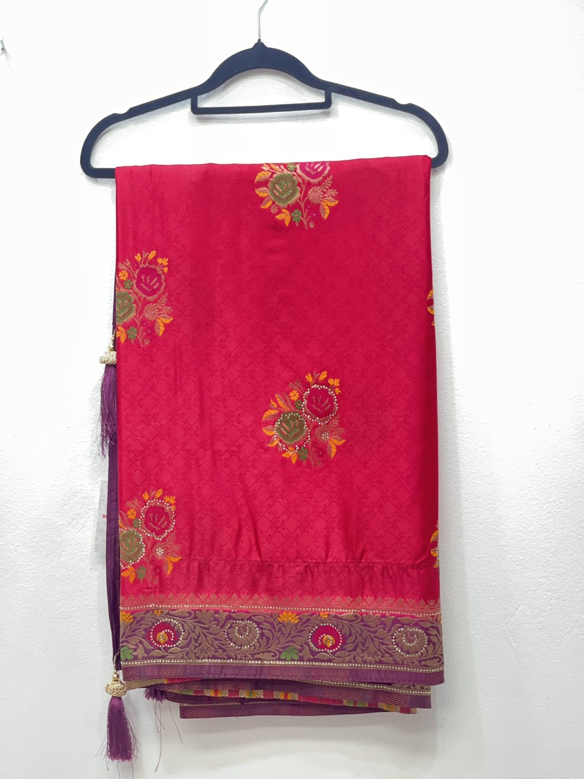 Silk Saree With Floral Design – Boutique Nepal
