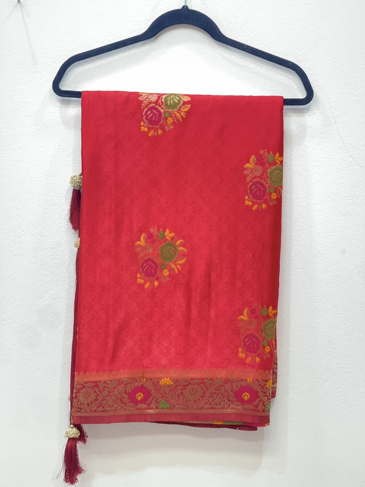 Silk Saree With Floral Design – Boutique Nepal